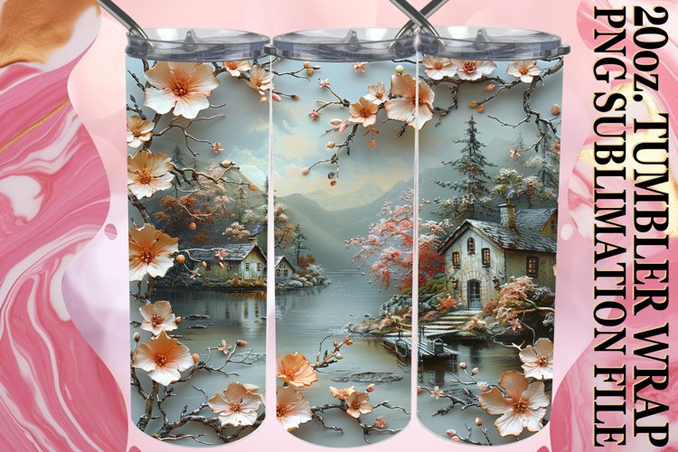 3D Petal Haven Tumbler Wrap 20oz