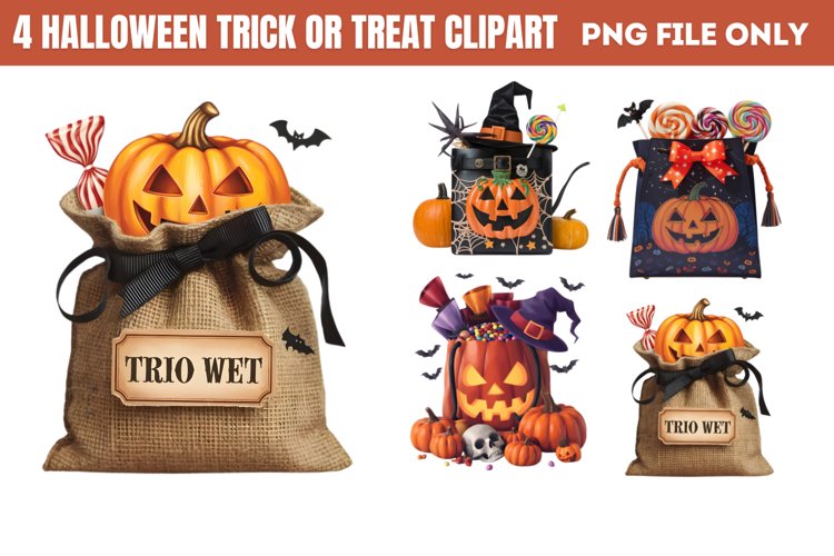 Halloween Trick Or Treat Bag Clipart PNG (4741293)