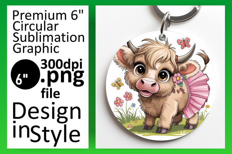 Creative Round Design for Keychains , Cute Cow