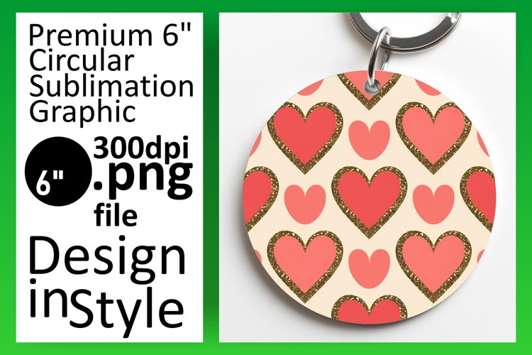 Trendy Round Design Sublimation Artwork , Heart (5088007)