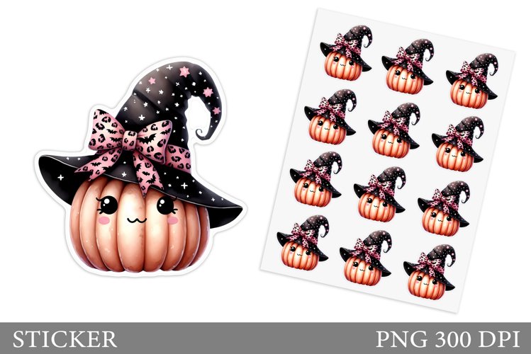 Cute Pumpkin Sticker Template. Cute Halloween (4447459)