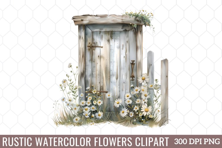 Watercolor Rustic Flowers Clipart (3481984)