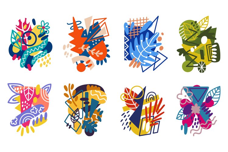 Abstract floral collage, vibrant flowers art composition in