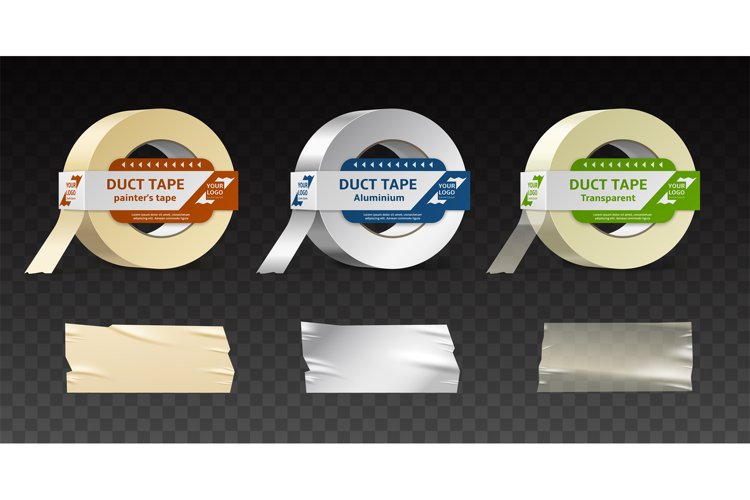 Tape packaging design. Realistic sticky rolls of self adhesi
