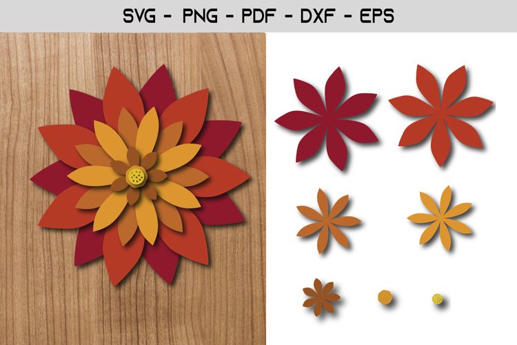 Flower 3D Layer Paper Cut Template Design