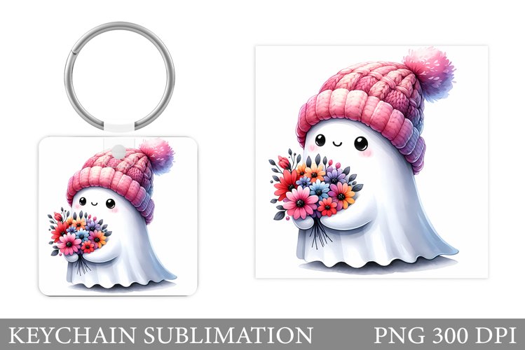 Cute Ghost Keychain Design. Cute Halloween (4344190)