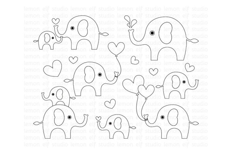 Cute Elephants-Digital Stamp (LES.DS10) (20490) | Scrapbooking | Design ...