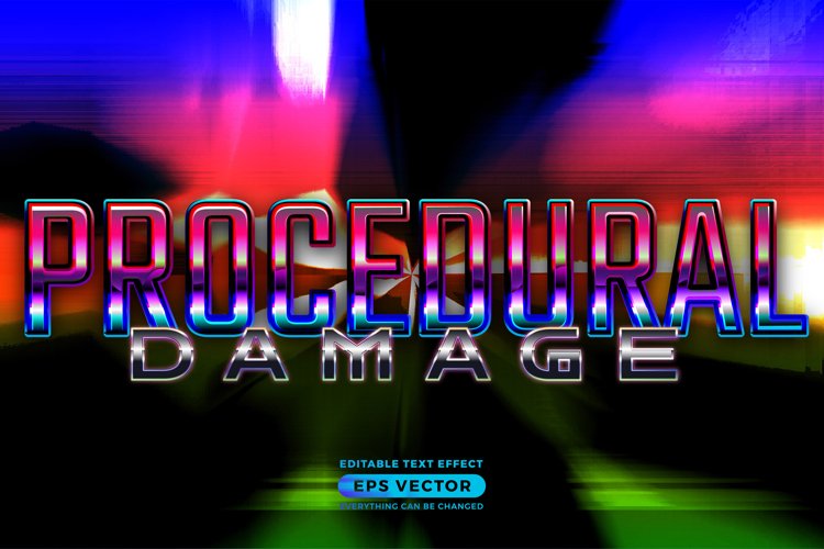Procedural damage editable text style effect in retro style
