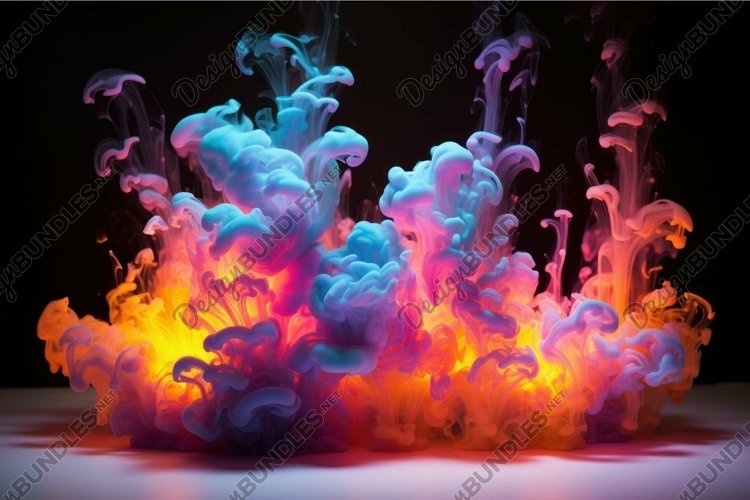 Vibrant cloud: colorful ink explosion in water