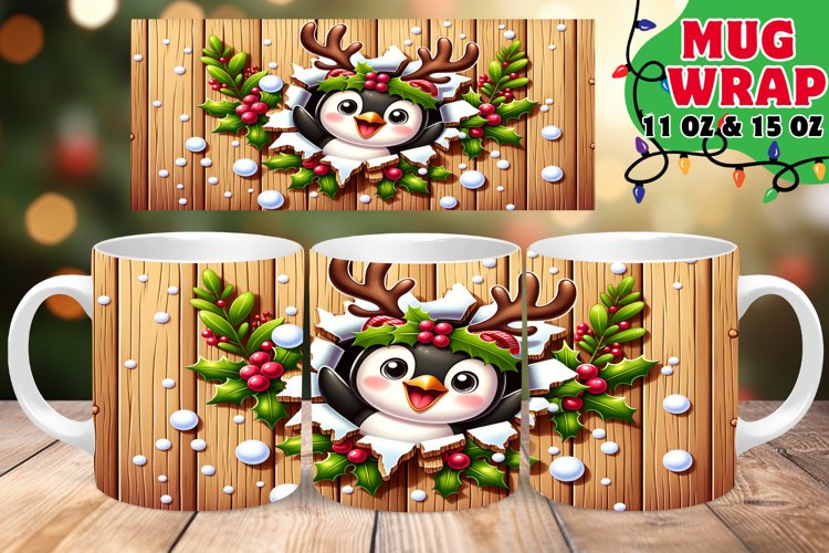 3D Xmas Wall Quip Mug Wrap 11oz Sublime Art