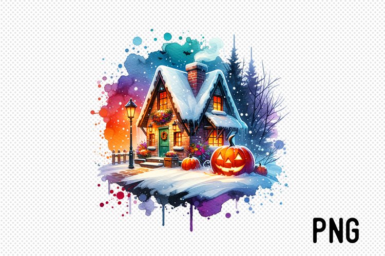 Cozy Halloween Cottage Sublimation Clipart