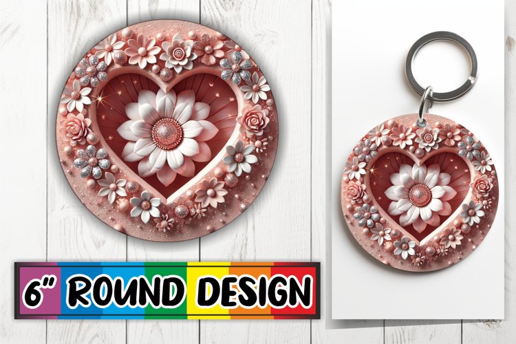 Enchanted Keychain Sublimation, 3D Heart