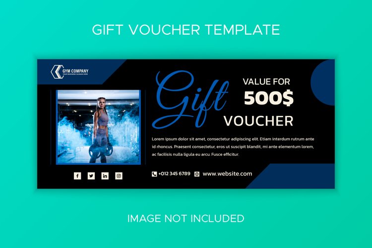 Flat gym and fitness gift voucher template