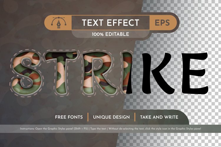 Strike - Editable Text Effect, Font Style