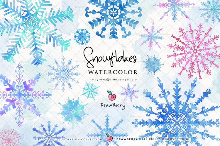 Winter Snow Watercolor Snowflake Clipart | Drawberry CP005