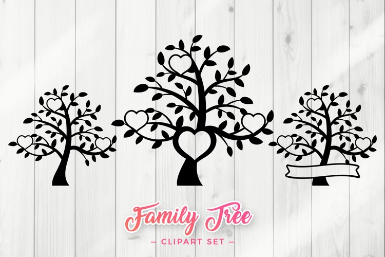 Family Tree SVG - 3 Hearts Clipart Set (1128237) | Cut Files | Design ...
