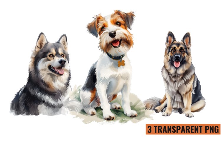 Watercolor Dog Breed Clipart , PNG