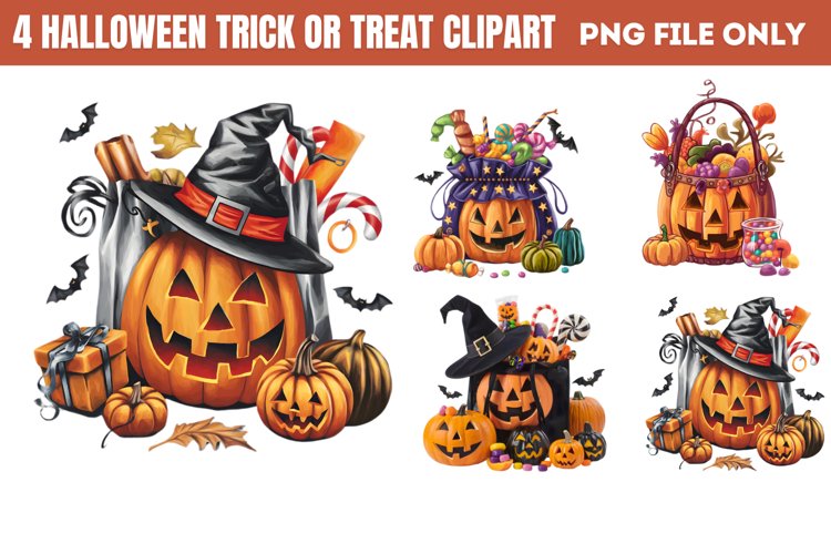 Halloween Trick Or Treat Bag Clipart PNG (4741297)