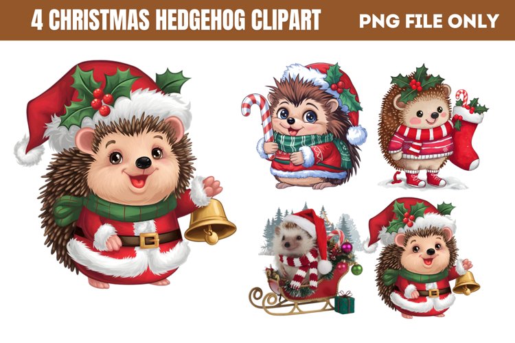 Christmas Hedgehog Clipart PNG (4741881)