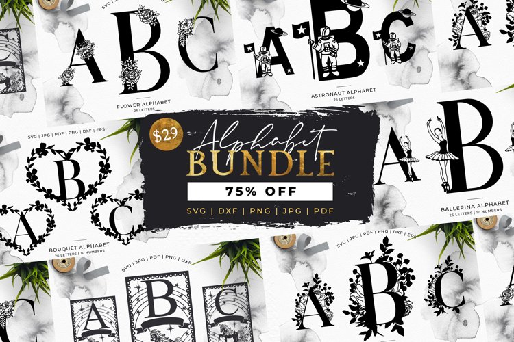MEGA BUNDLE! 6 x Alphabet Cut Files - SVG | (401490)
