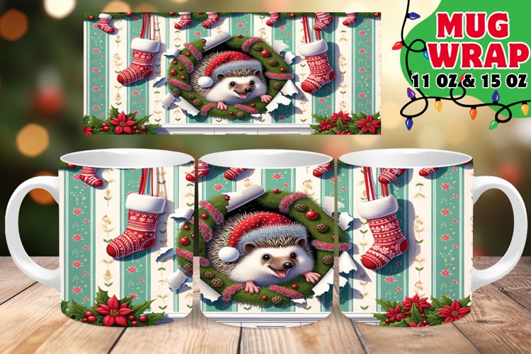 3D Holiday Wall Skits Mug Wrap 11oz Printable