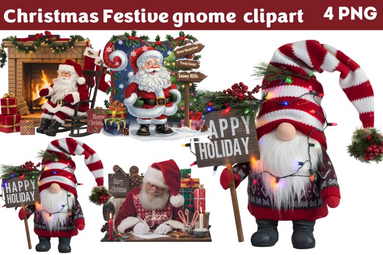 Christmas Festive gnome clipart PNG (4809986)