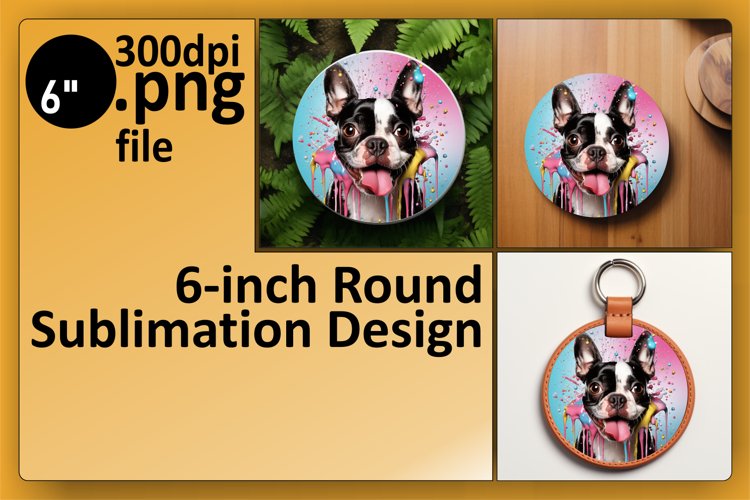 Keychain Canine Artistry: Colorful Dog Sublimation