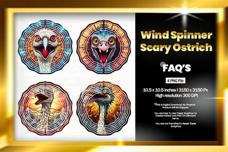 Scary Ostrich Wind Spinner Sublimation - 04 Variations