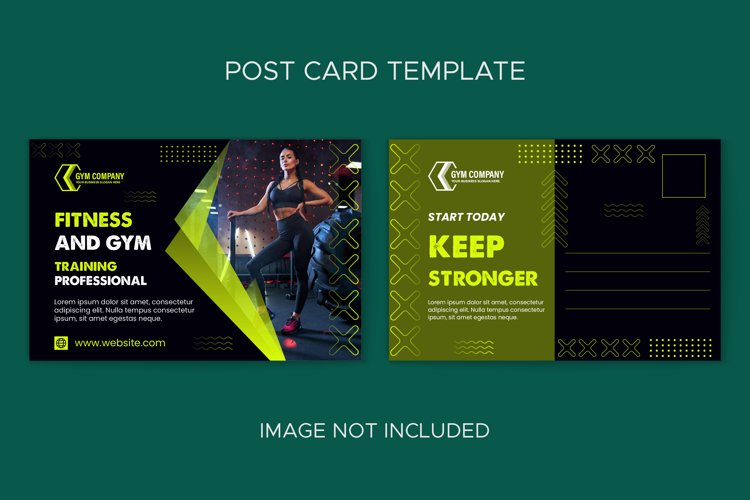 Gym fitness postcard template