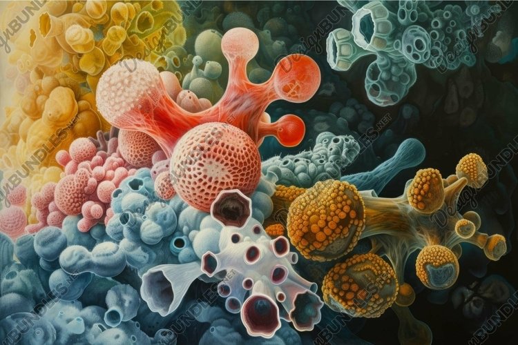 Abstract colorful microscopic world illustration
