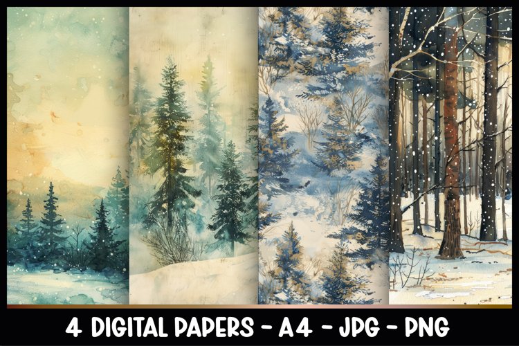 4 Winter Digital Papers I Christmas Junk Journal (3673054)