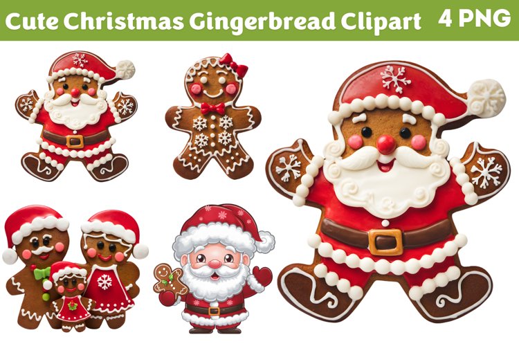 Cute Christmas Gingerbread Clipart PNG (4835986)