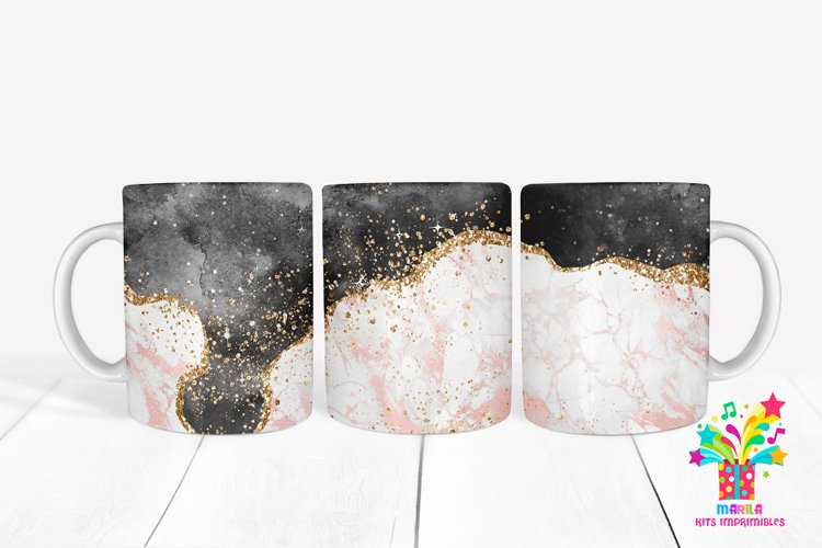 Pink Glitter Agate Mug Sublimation / Agate Mug (1503425)