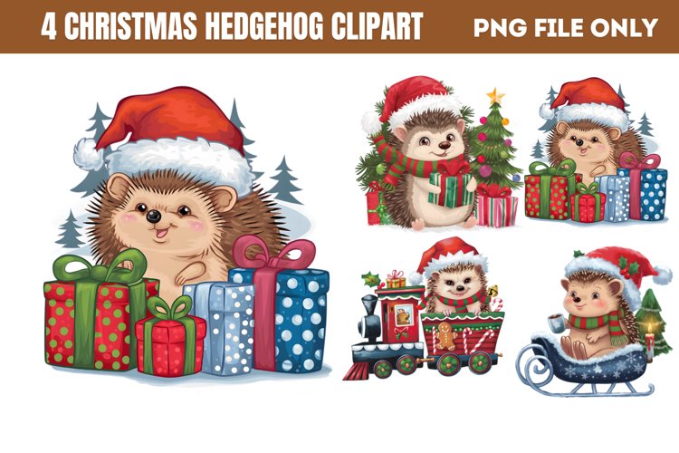 Christmas Hedgehog Clipart PNG (4741882)