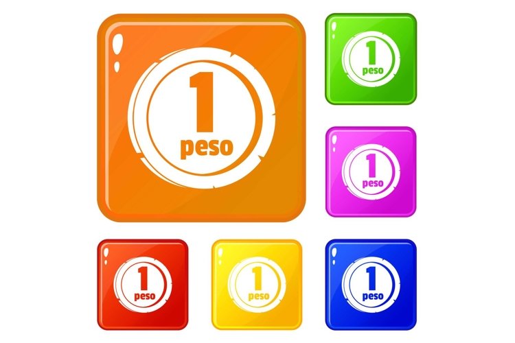 Peso icons set vector color