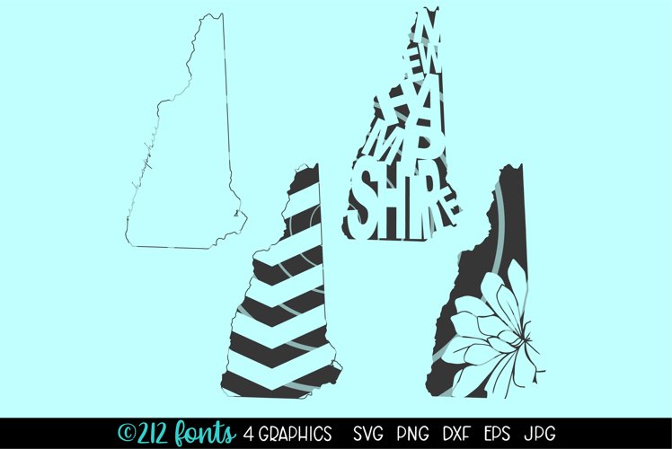 4 - New Hampshire State Map Graphic Cut File DXF PNG JPG SVG