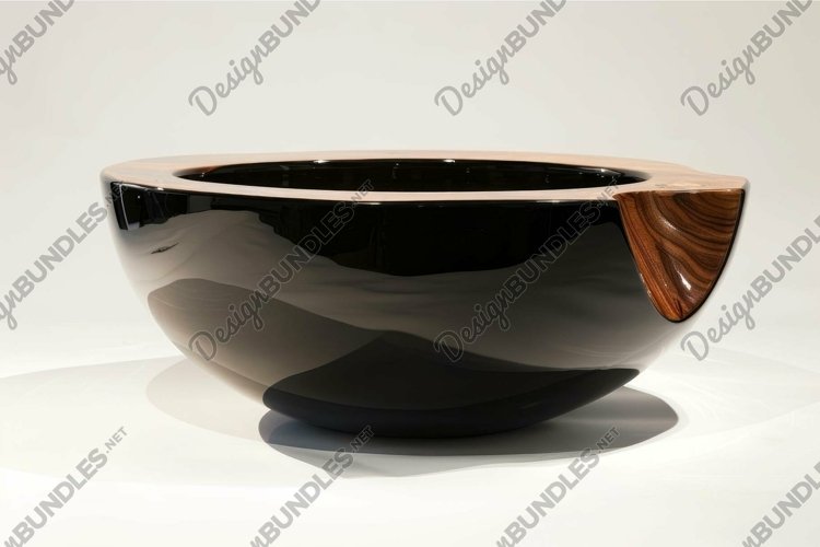 Modern ceramic bowl with wooden detail
