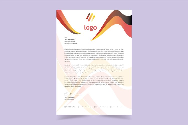 Abstract Waves Letterhead Design Template Vector