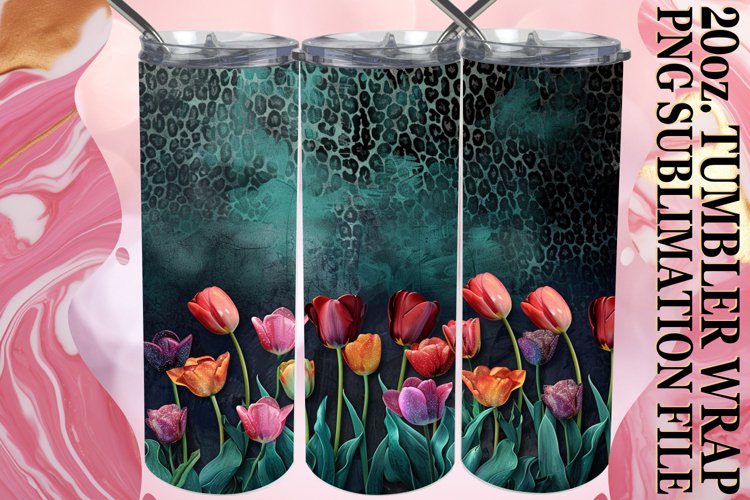 Glitzy Leopard Pattern Tumbler Wrap: Sublimation - (3536410)