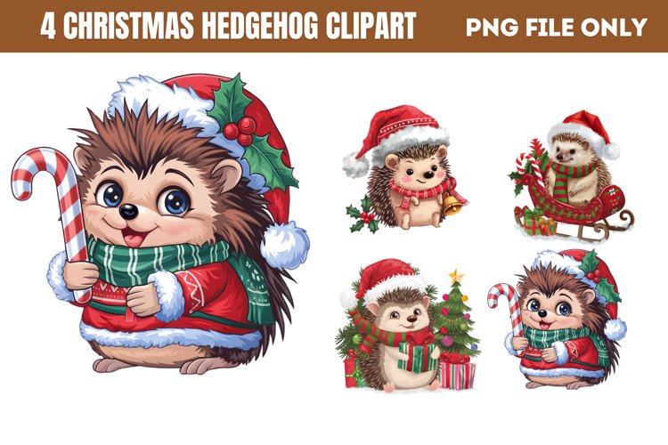 Christmas Hedgehog Clipart PNG (4741883)