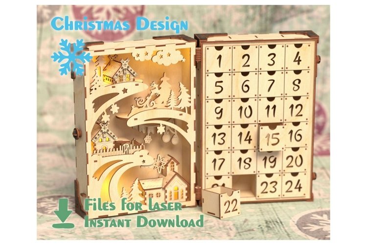 Book Advent Calendar - Christmas Village - Laser cut files