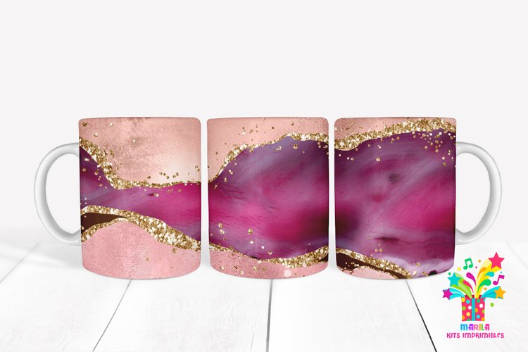 Pink Glitter Agate Mug Sublimation / Agate Mug (1503432)