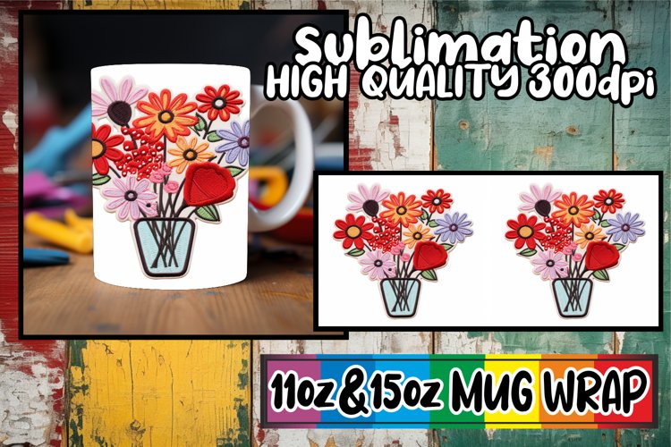 3D Embroidered Love Mug Wrap: 11oz/15oz