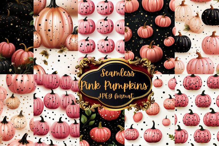 Halloween Pink Pumpkins Seamless Digital Paper