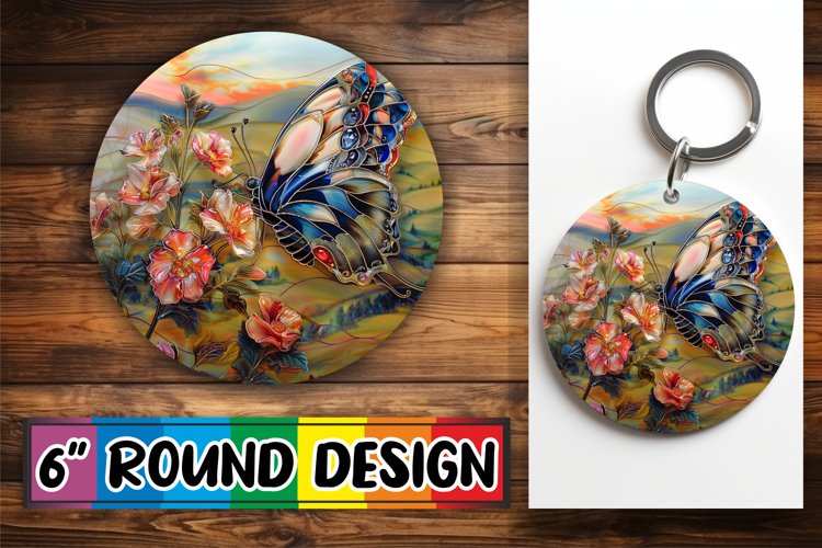 Beautiful Glitter Butterflies Round Design