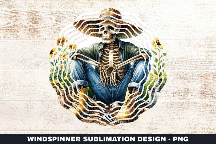 Skeleton Wind Spinner Sublimation Design