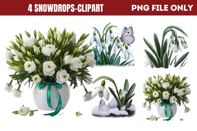 Snowdrops Clipart PNG PNG (4850030)
