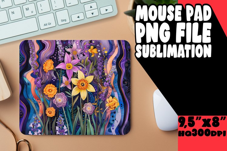 Elegant Flower Embroidery Mouse Pad Design (3574177)