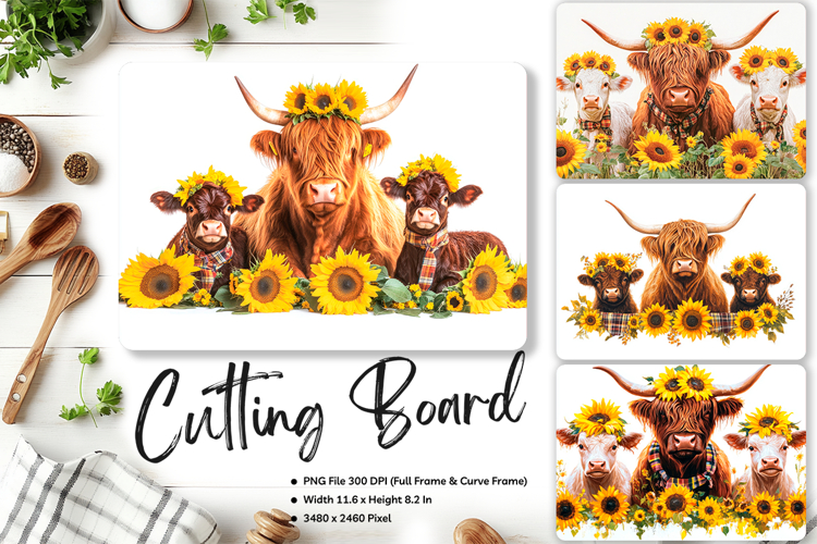 Highland Cow Cutting Board Kitchen Chopping Board (5358555)