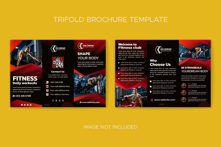 Gym workout and fitness training trifold brochure template